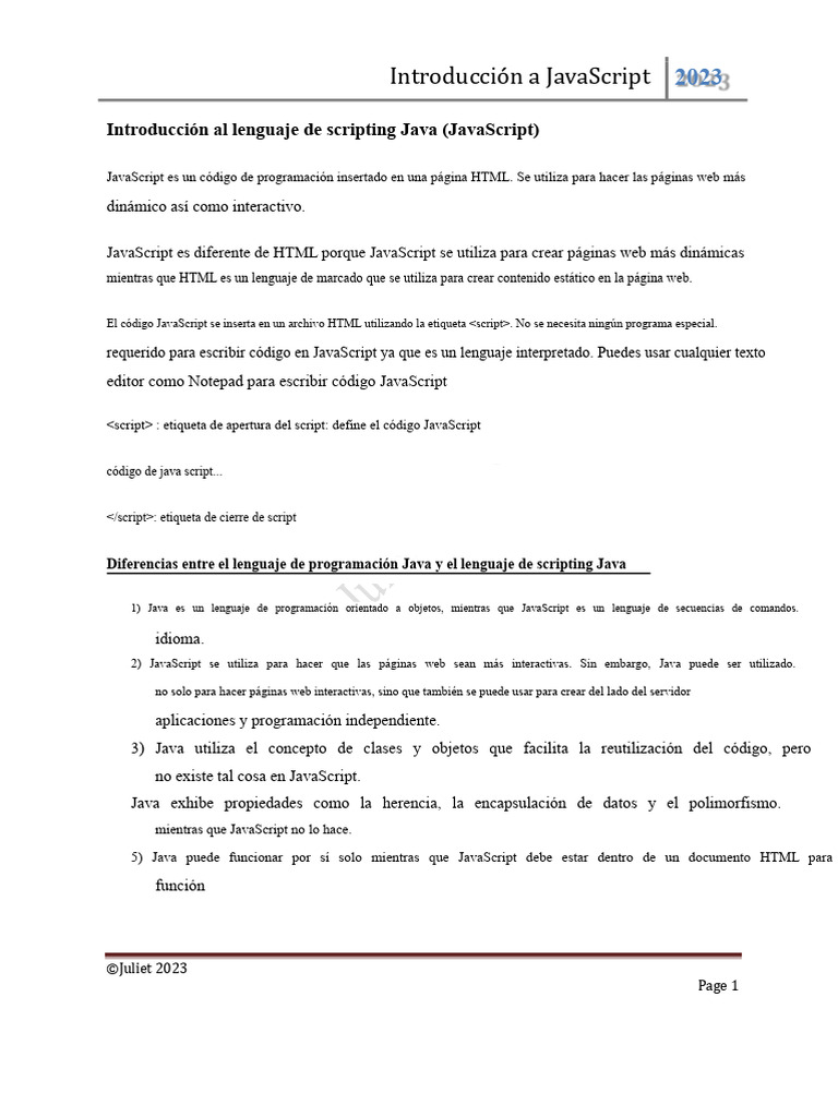 Introducción A Las Notas de JavaScript | PDF | Script Java | HTML