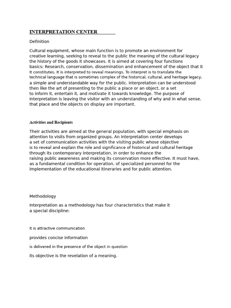 Definition of Interpretation Center | PDF | Communication | Liberal ...