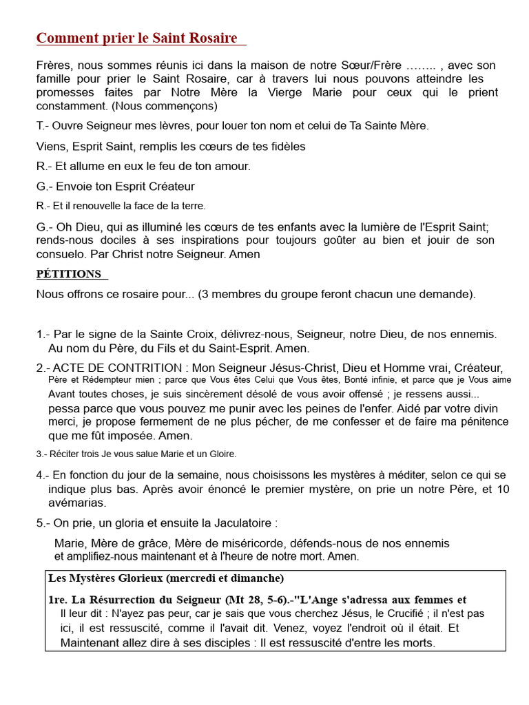 Prier le Saint Rosaire en Communauté | PDF | Prière | Marie, mère de Jésus