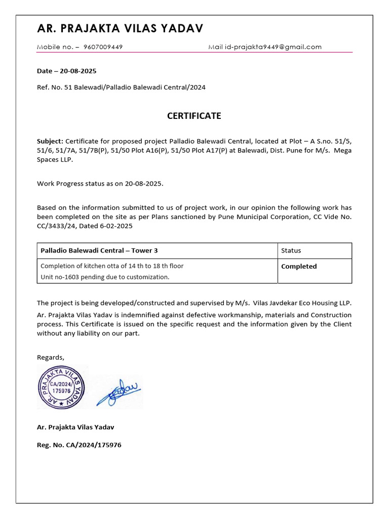 PBC PH-1 - TOWER 3 - Architect Certificate 14th To 18th Floor Kitchen ...