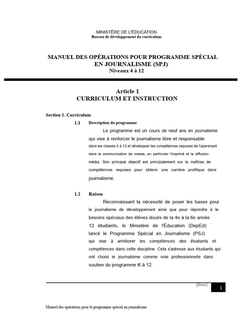 Manuel du Programme Spécial en Journalisme | PDF | Apprentissage ...