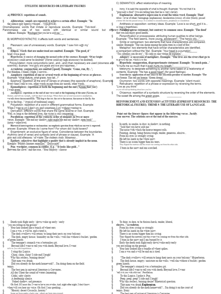 Literary Figures 4th Unordered | PDF | Word | Rhetorical Techniques