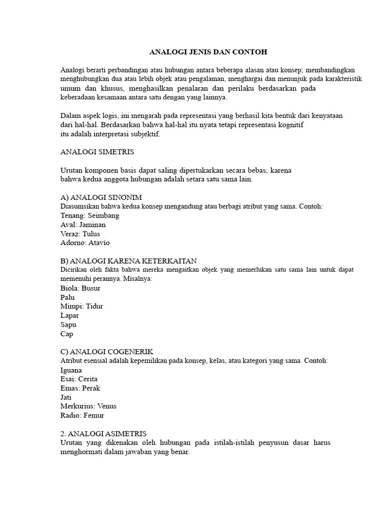 Analogi Tipe Dan Contoh | PDF