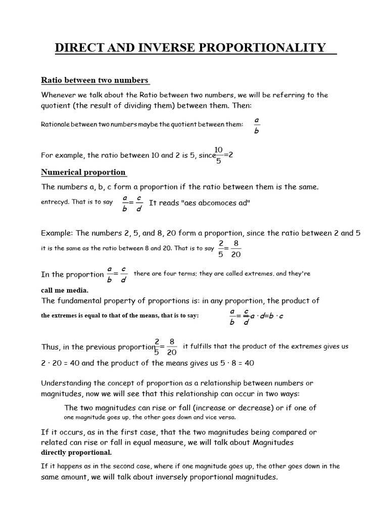 Direct and Inverse Proportionality | PDF | Ratio | Quantity