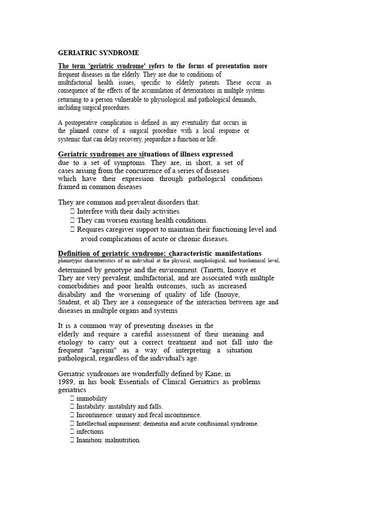 Understanding Geriatric Syndromes in Elderly | PDF | Geriatrics | Dementia