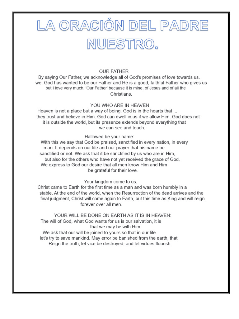 Explanation of The Our Father | PDF | Lord's Prayer | God The Father
