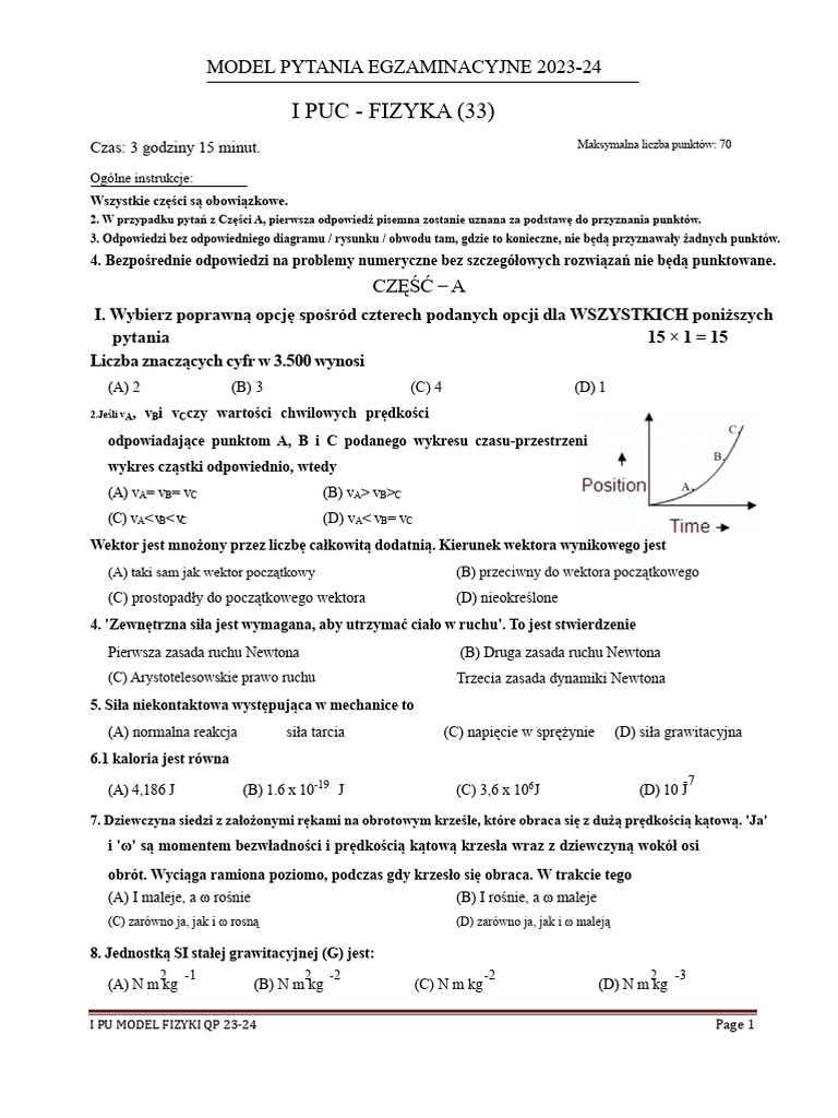 Fizyka Model QP I Puc 2023-24 PDF | PDF