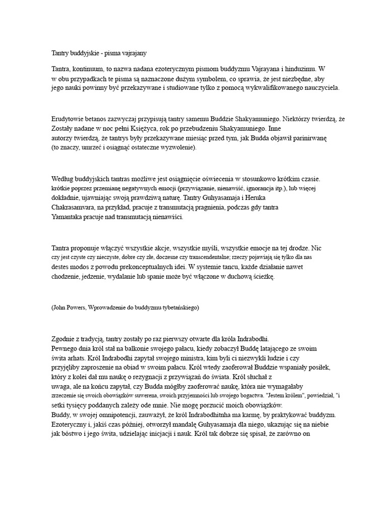 Tantry Buddyjskie - Pisma Vajrayany | PDF