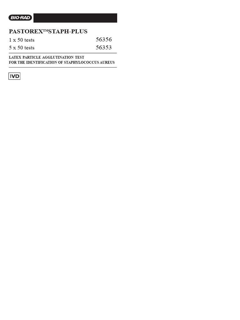 Pastorex Staph Plus | PDF | Staphylococcus | Staphylococcus Aureus