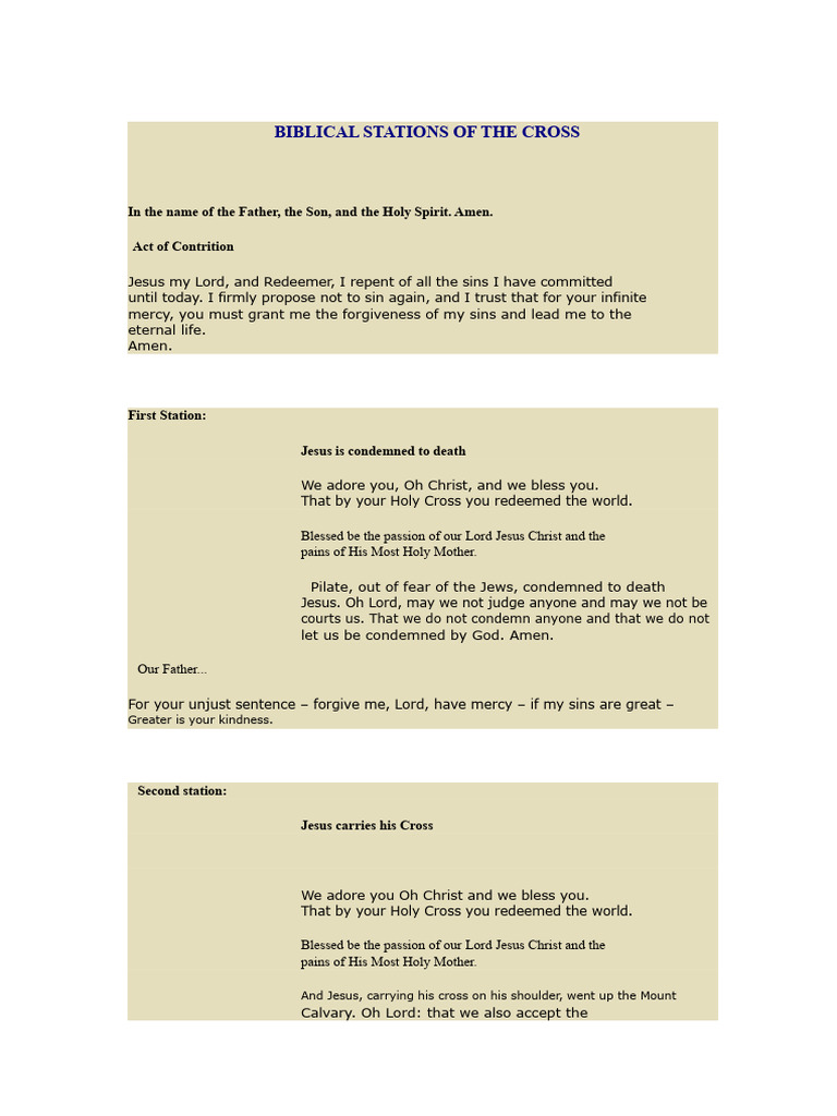 Biblical Stations of the Cross Guide | PDF | God The Father | Jesus