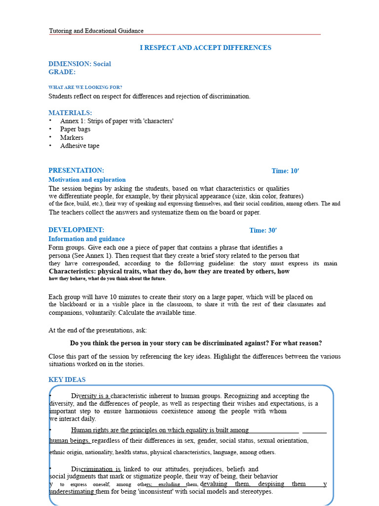 Promoting Respect for Diversity in Education | PDF | Discrimination ...