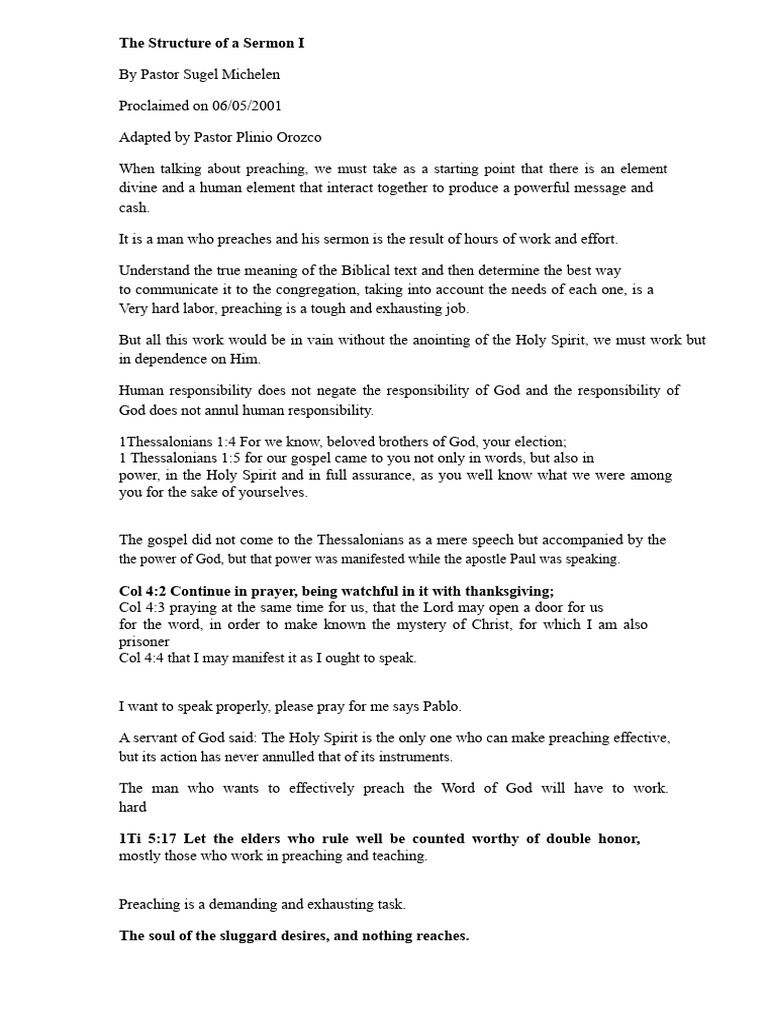 The Structure of a Sermon | PDF | Sermon | Jesus