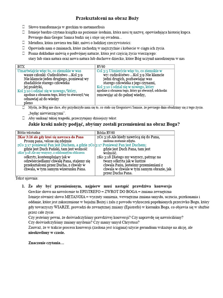 Przekształceni Na Obraz Boga | PDF