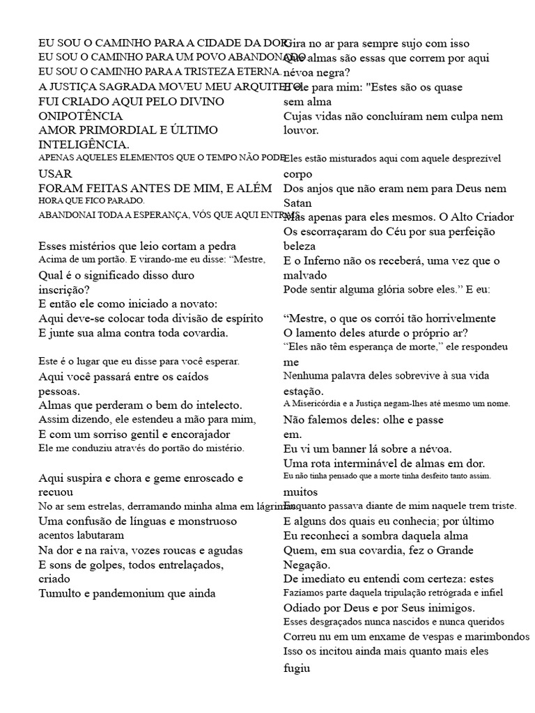 Canto III Inferno | PDF | Divina Comédia | Inferno (Dante)
