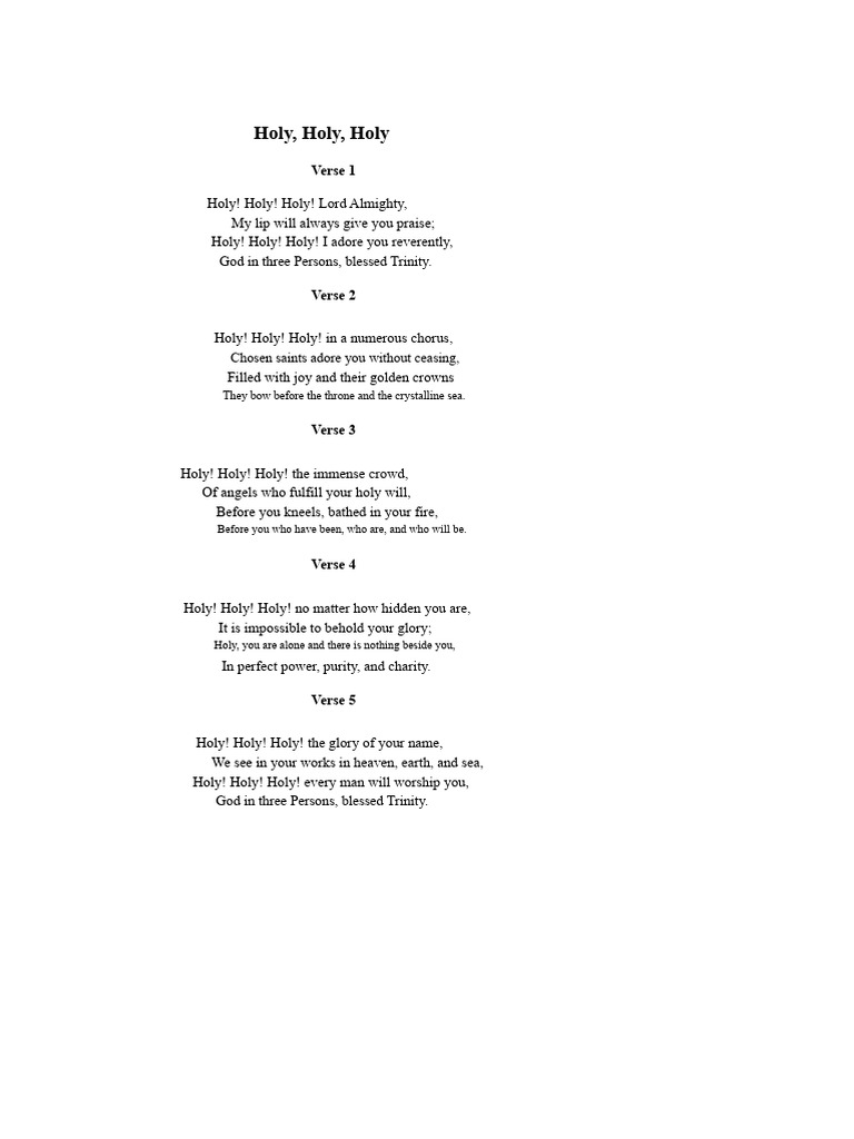 Holy, Holy, Holy - Lyrics | PDF