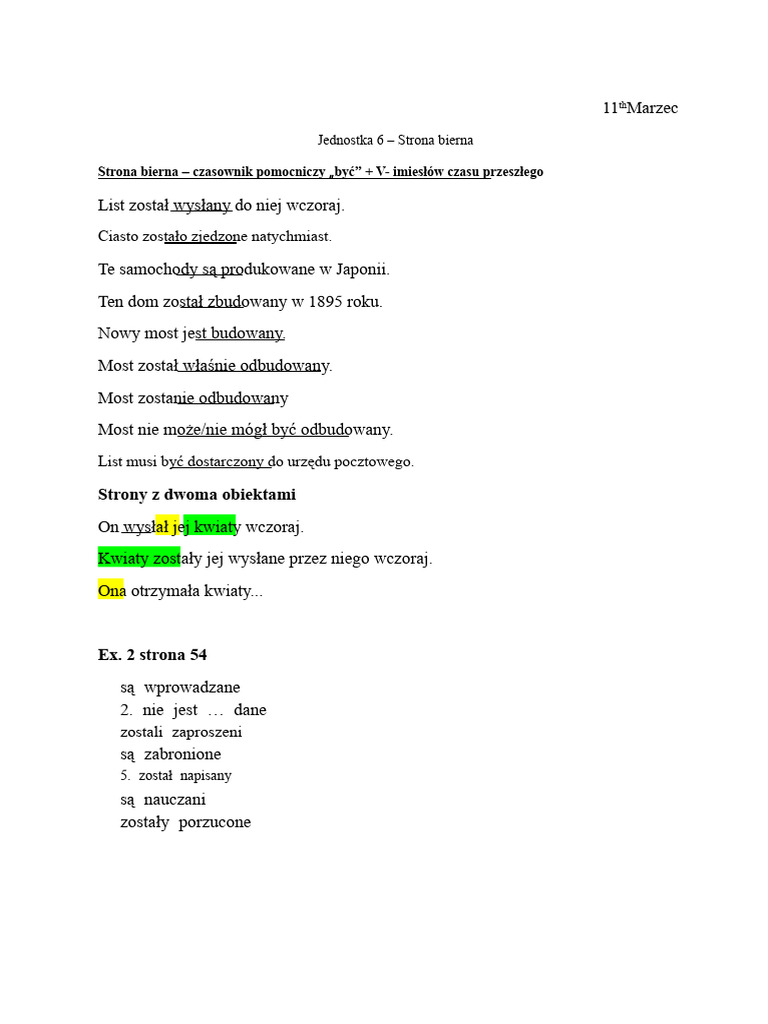 Jednostka 6 - Strona Bierna | PDF