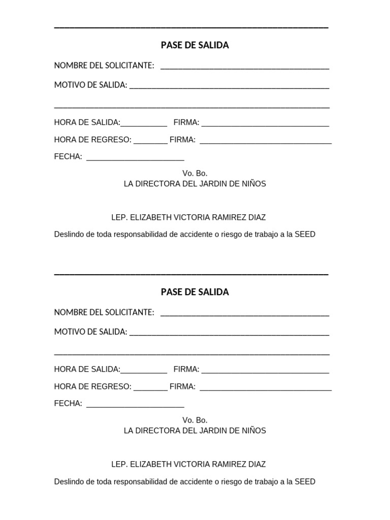 Formato de Pase de Salida | PDF