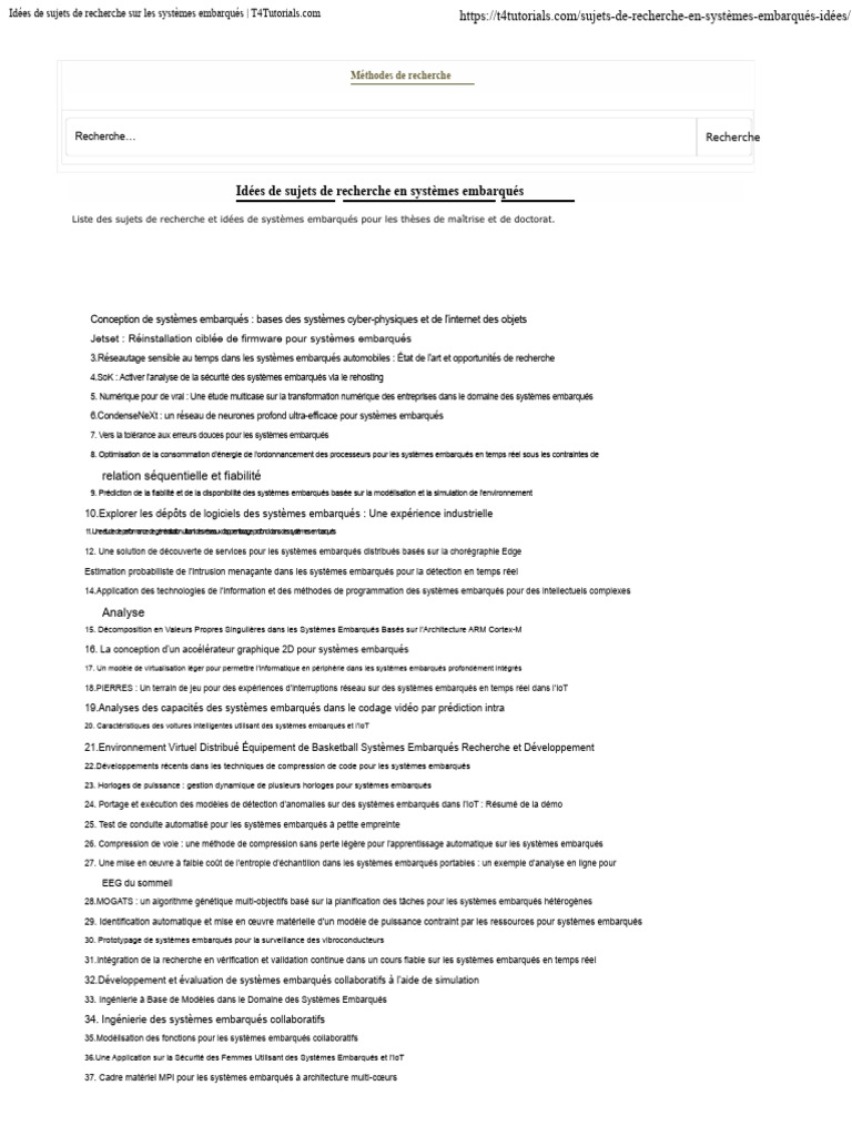 Idées de Sujets de Recherche Sur Les Systèmes Embarqués T4Tutorials | PDF | Internet des objets ...