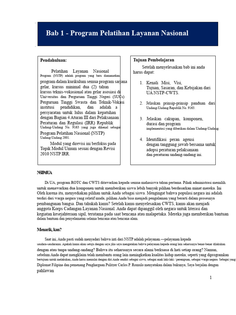 Modul 1 Nstp-Cwts | PDF