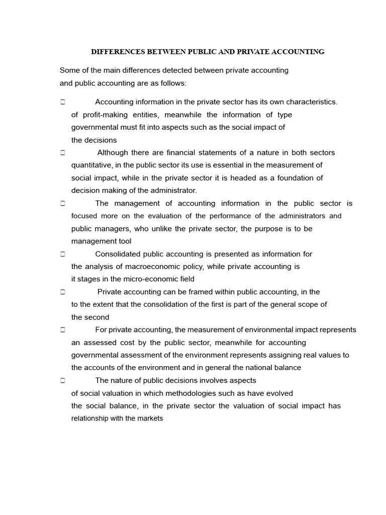 Differences Between Public Accounting and Private Accounting | PDF ...