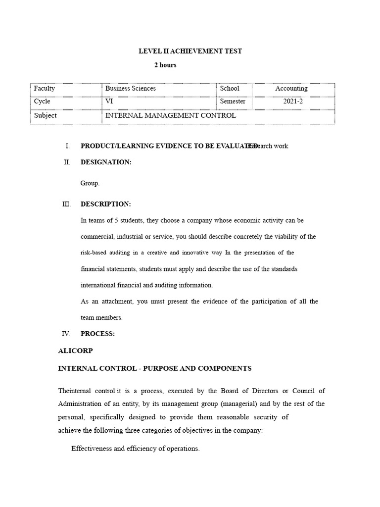 PNL Format Level 2 - Managerial Internal Control - Vi Accounting Cycle ...
