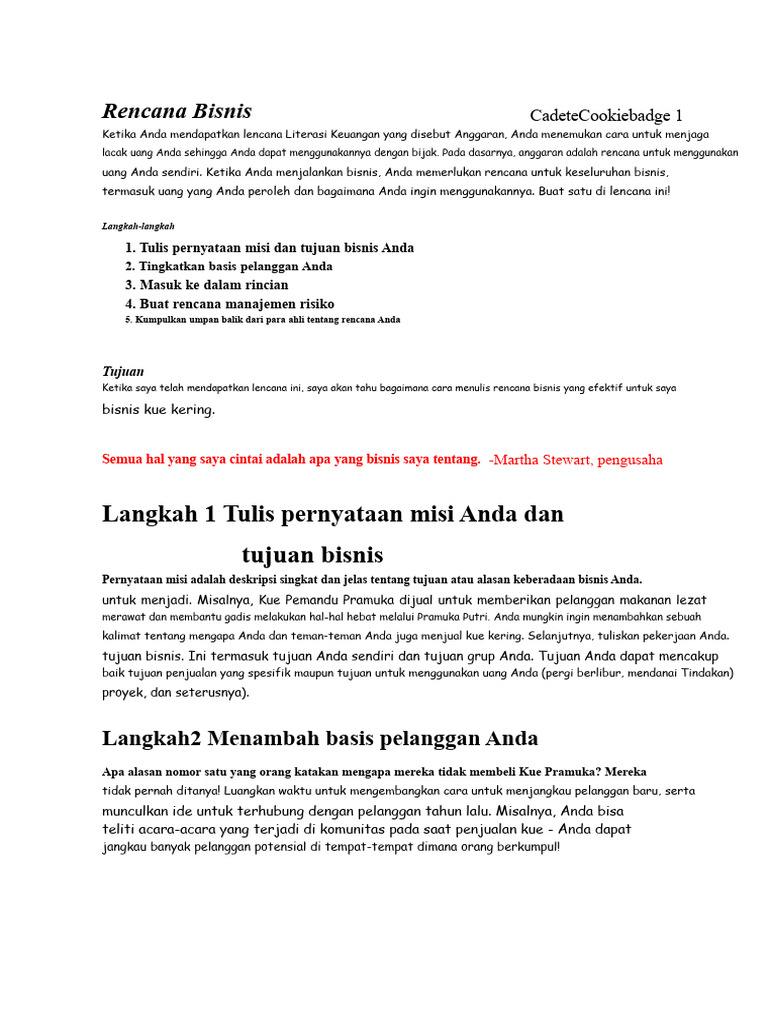 Cadette - Rencana Bisnis | PDF