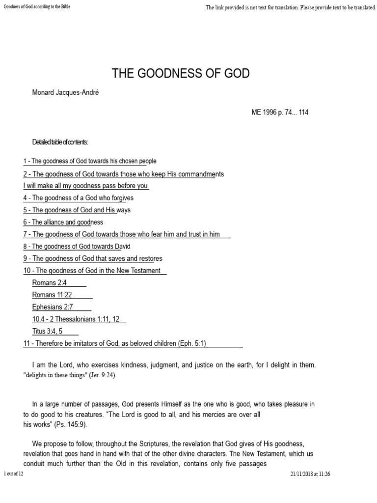 Goodness of God according to the Bible | PDF | Glory (Religion) | Ten ...