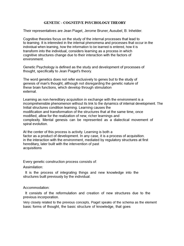 Theory of Genetic Psychology | PDF | Learning | Cognition