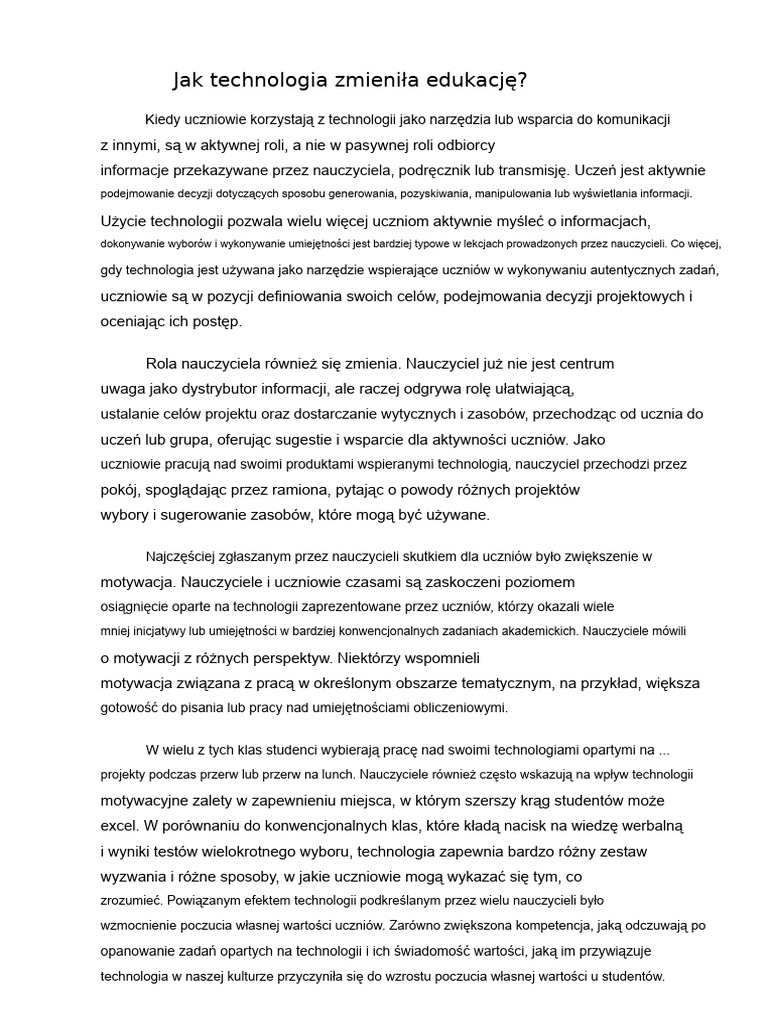 Jak Technologia Zmieniła Edukację | PDF