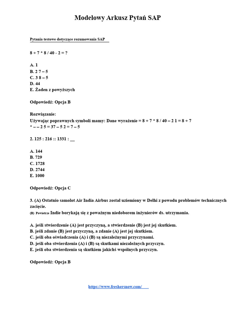 SAP Model Kwestionariusz | PDF