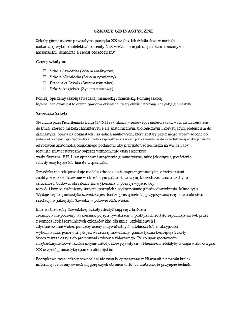 Szkoły Gimnastyczne | PDF