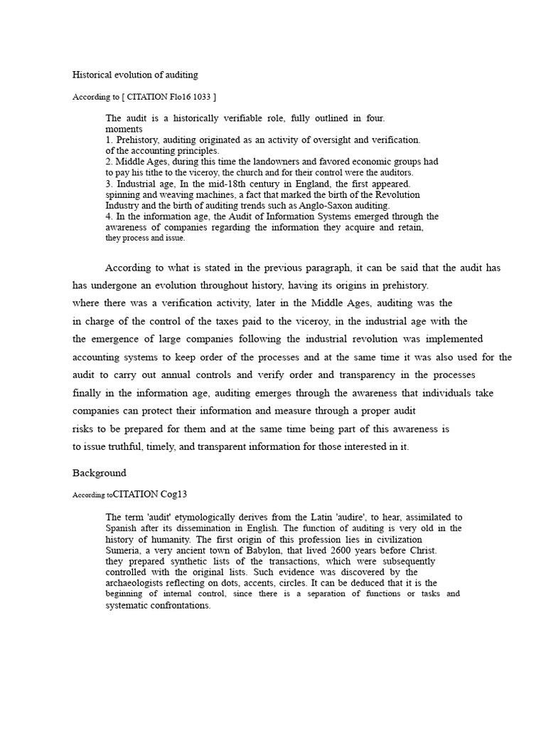 Historical Evolution of Auditing | PDF | Audit | Accounting