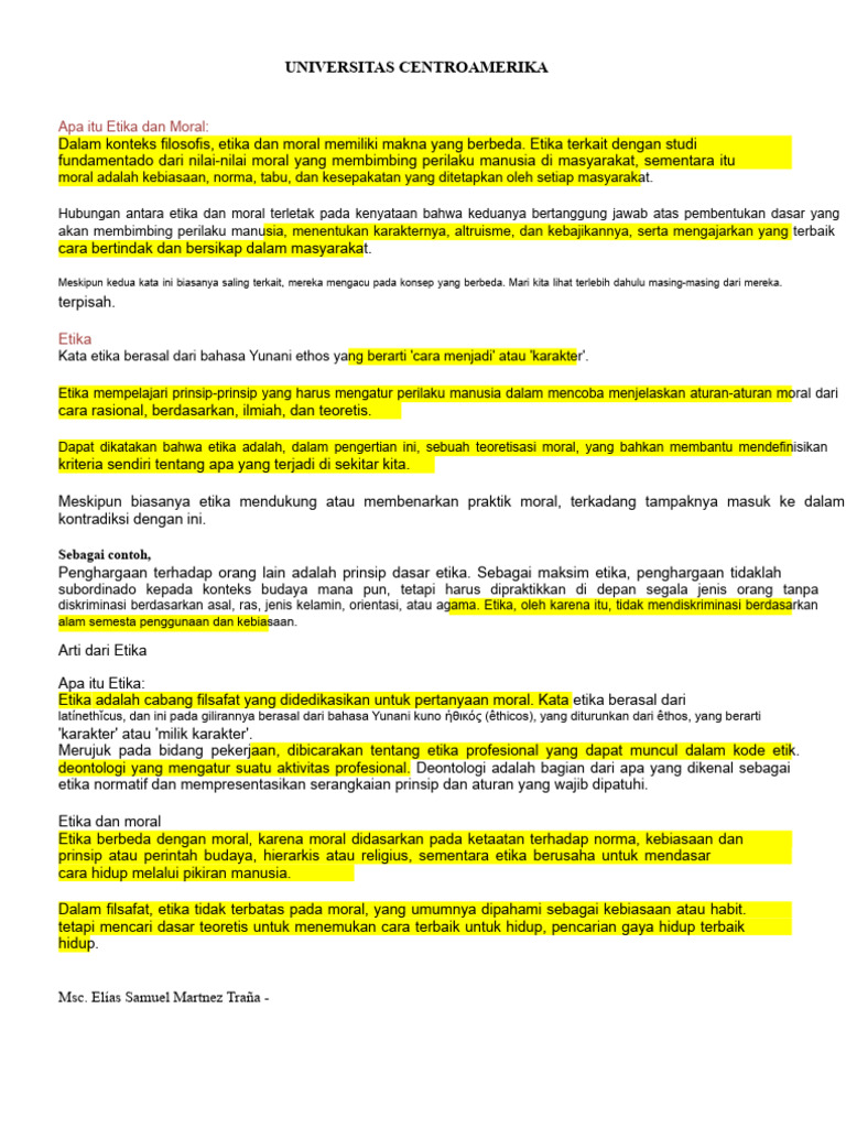 Etika dan Moral: Definisi dan Perbedaan | PDF