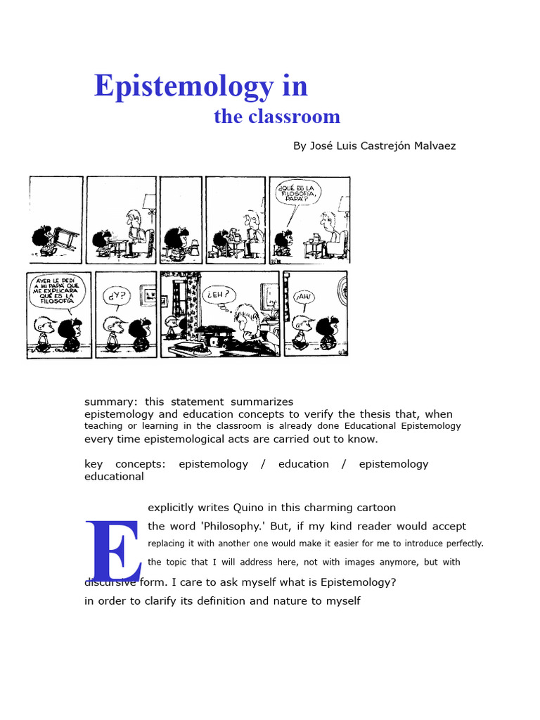 Epistemology in The Classroom | PDF | Epistemology | Knowledge