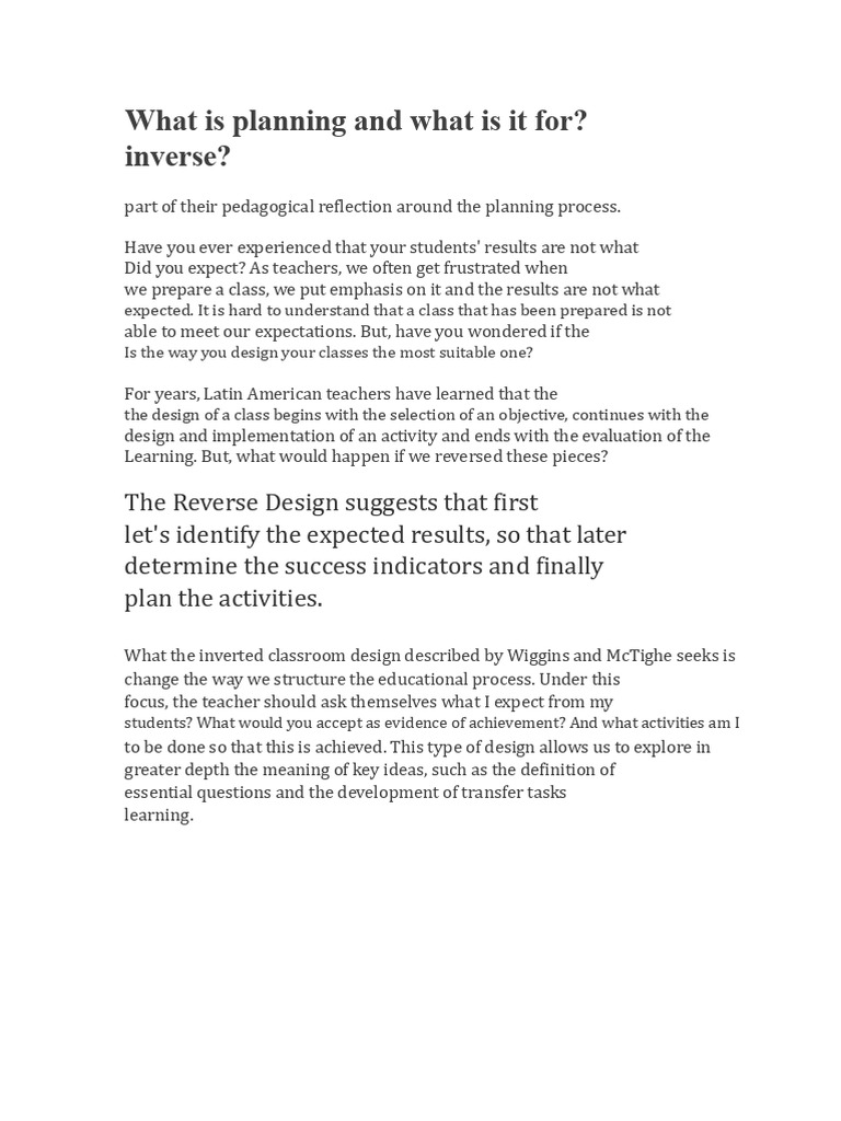 Effective Reverse Design in Teaching | PDF