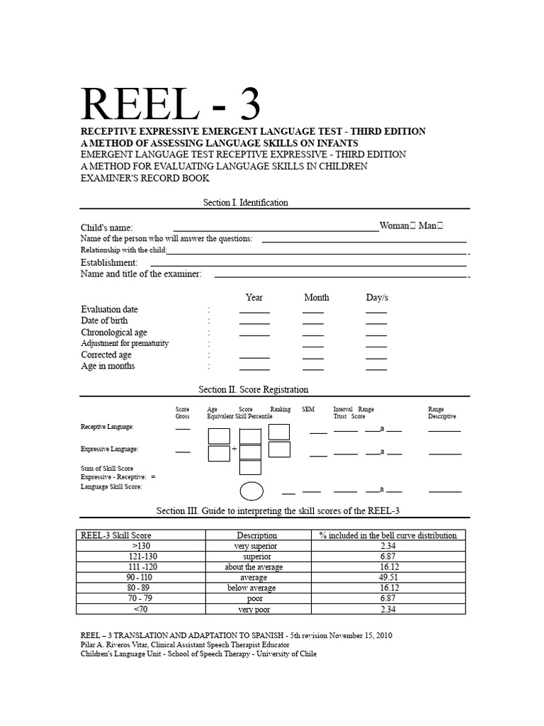 REEL-3 Language Skills Assessment Tool | PDF | Cognition | Learning