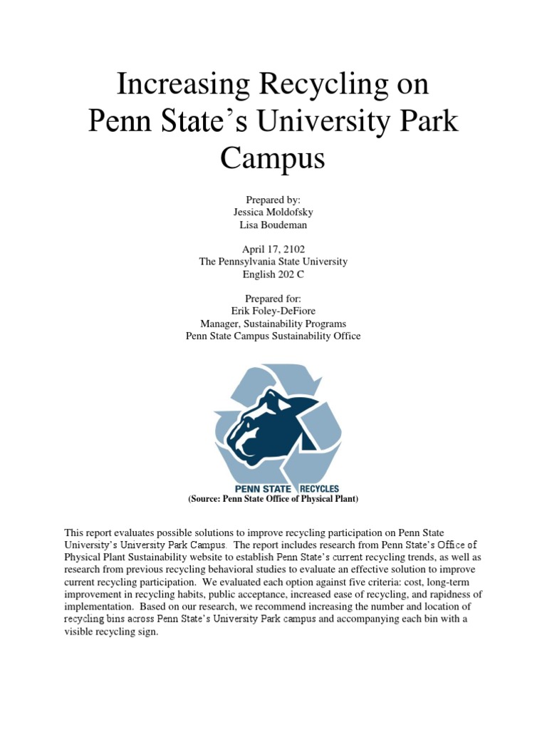 Recycling Recommendation Report | Landfill | Waste Management