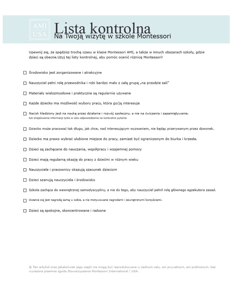 Lista Kontrolna Klasy Ami USA | PDF