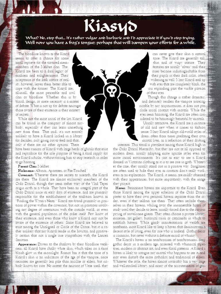 Vampire the Requiem - Bloodline - Kiasyd | Philosophical Science | Science