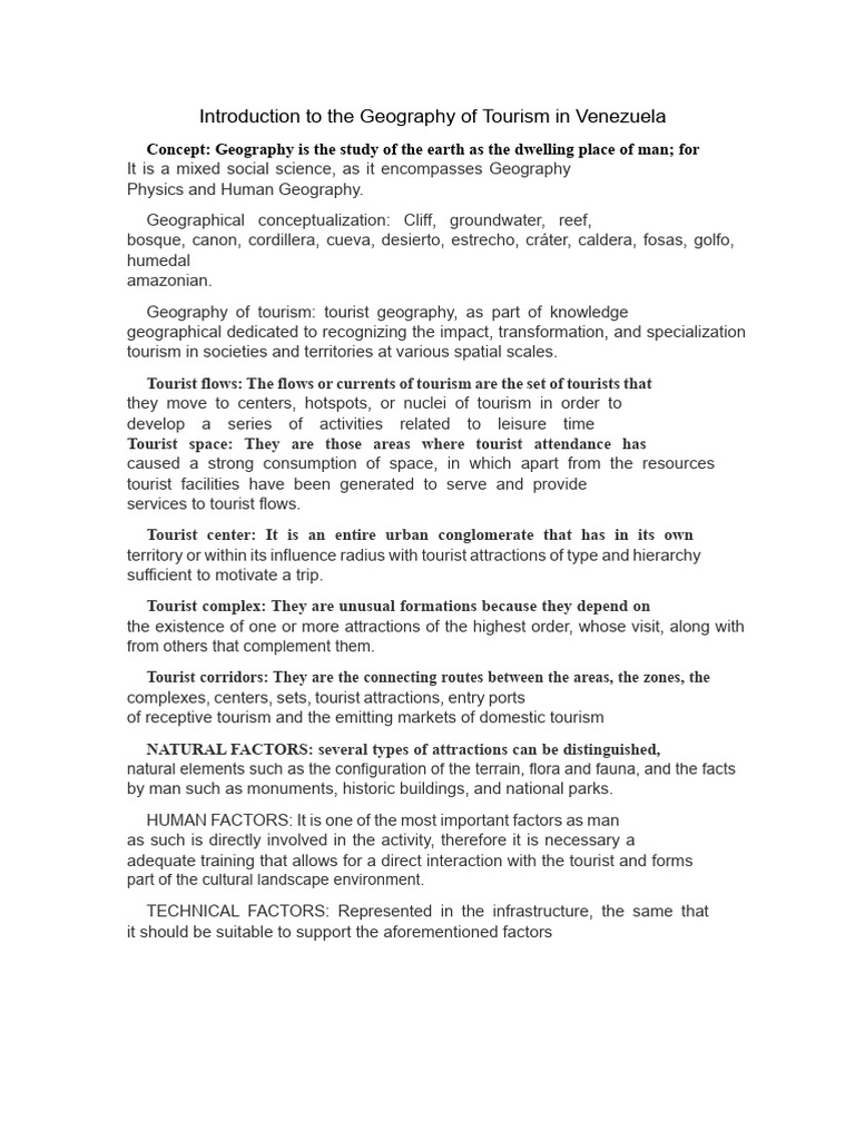 Introduction To The Geography of Tourism in Venezuela | PDF