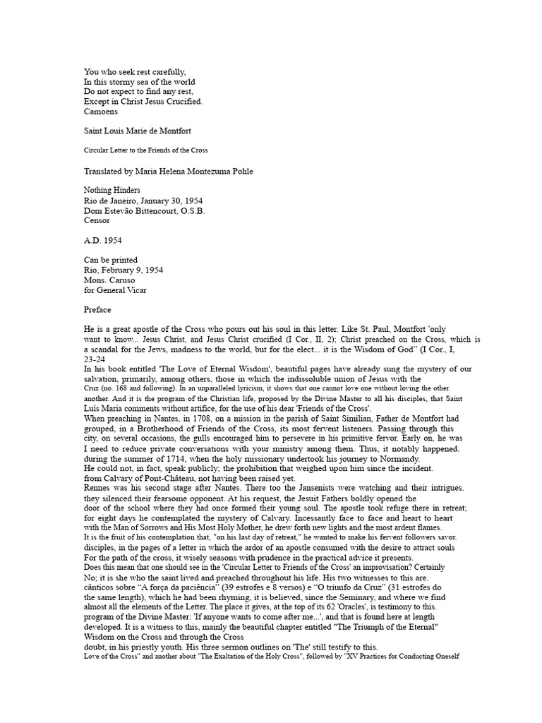 Circular Letter to Friends of the Cross | PDF | Glory (Religion) | Jesus