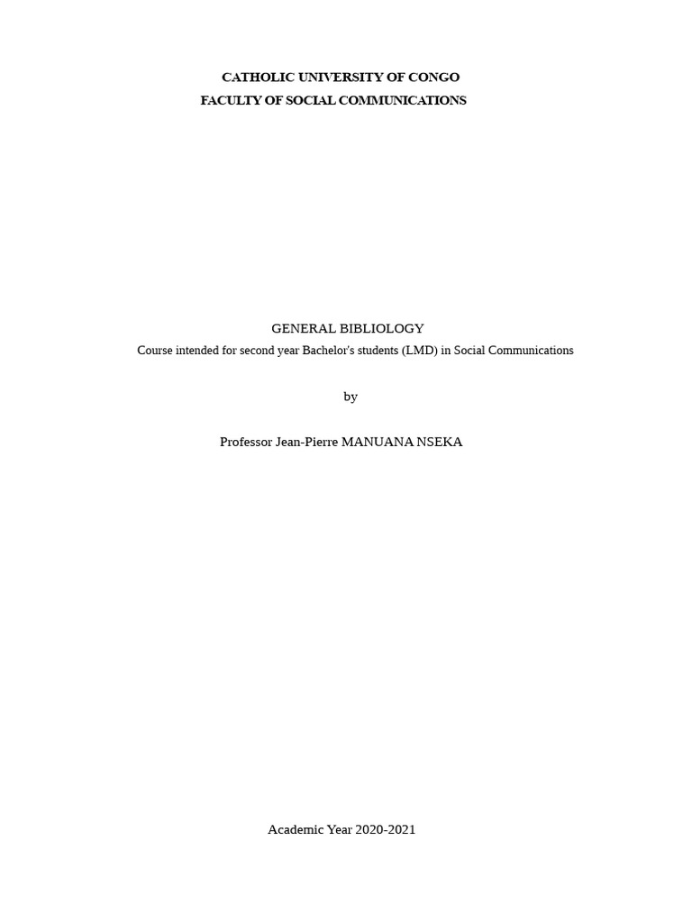 Bibliology Course Overview for Students | PDF | Bibliography | Science