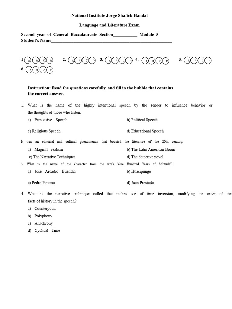 Second Year Language Exam | PDF