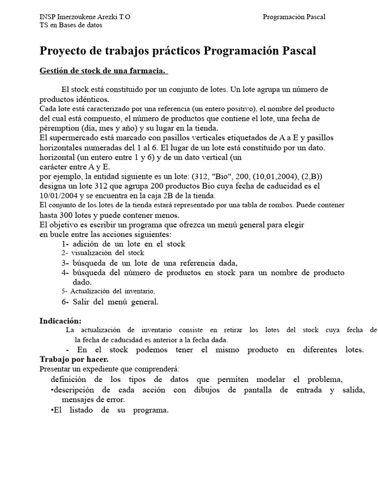 Proyecto de Trabajos Prácticos Programación Pascal | PDF | Factura ...