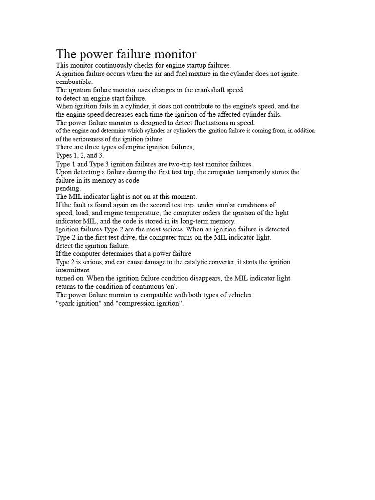The Power Failure Monitor | PDF | Combustion | Engines