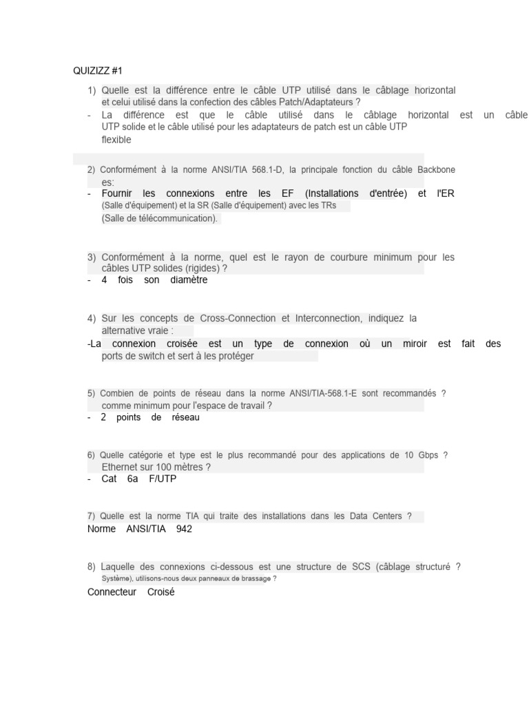 QUIZIZZ | PDF | Télécommunications | Technologies de l'information et ...