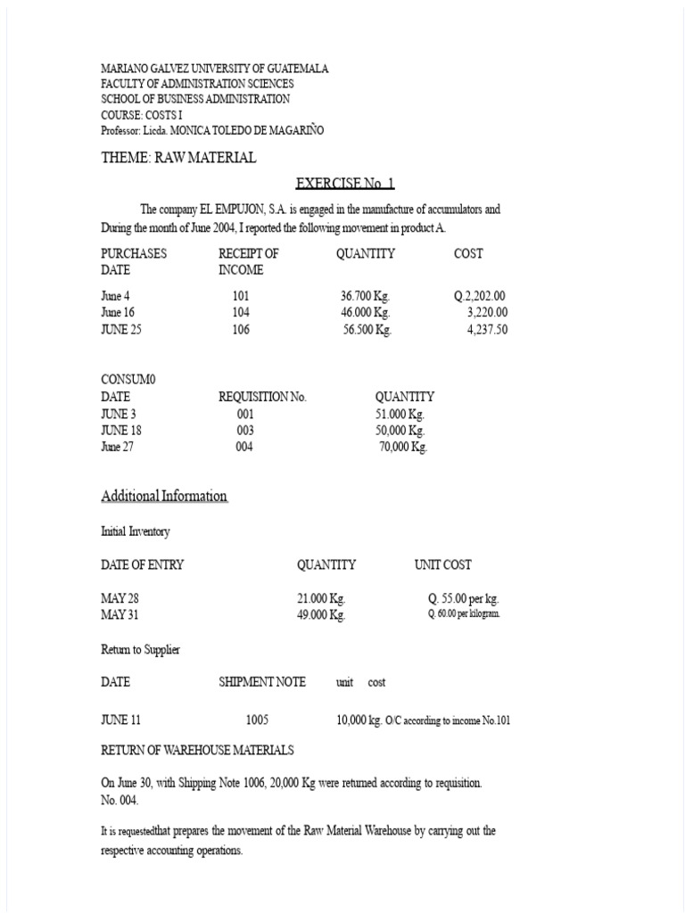 PDF Exercises and Laboratories Costs I - Compress | PDF
