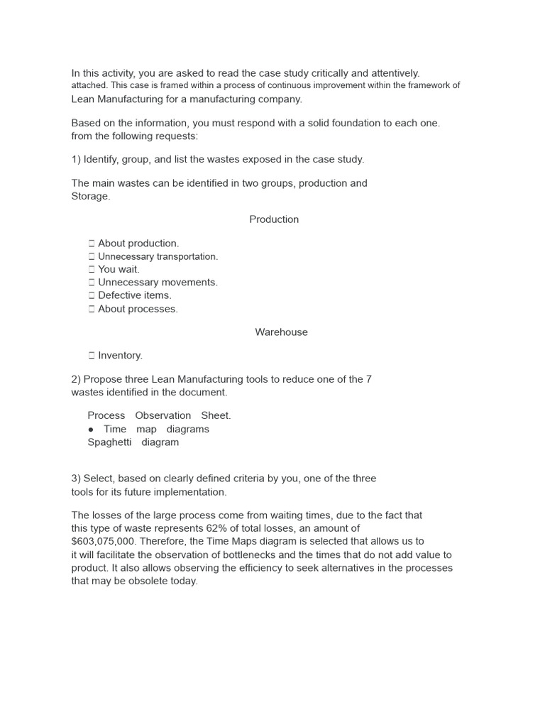 Lean Manufacturing Case | PDF | Lean Manufacturing | Inventory