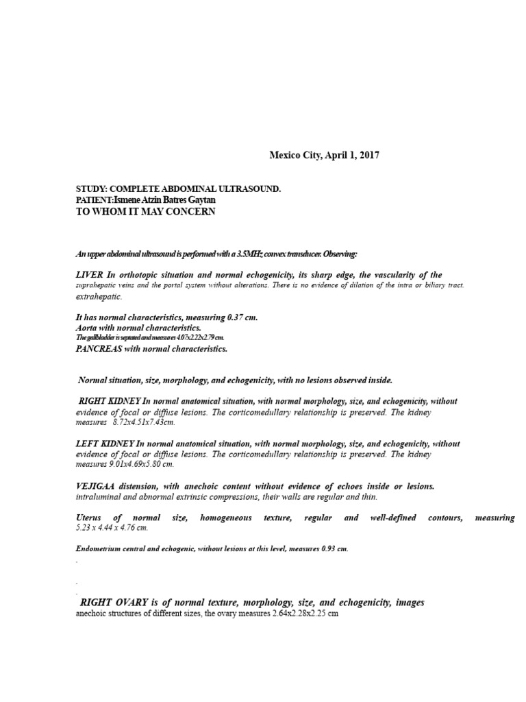 Septated Gallbladder & Ovarian Findings | PDF