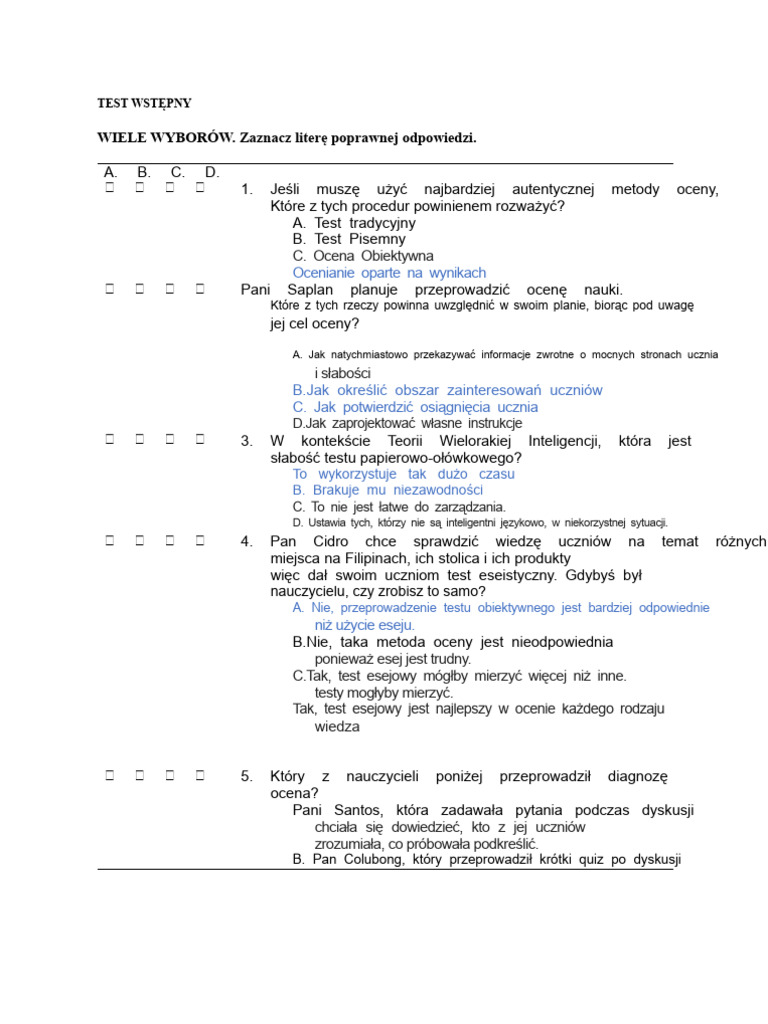 Test Przed, Test Po | PDF